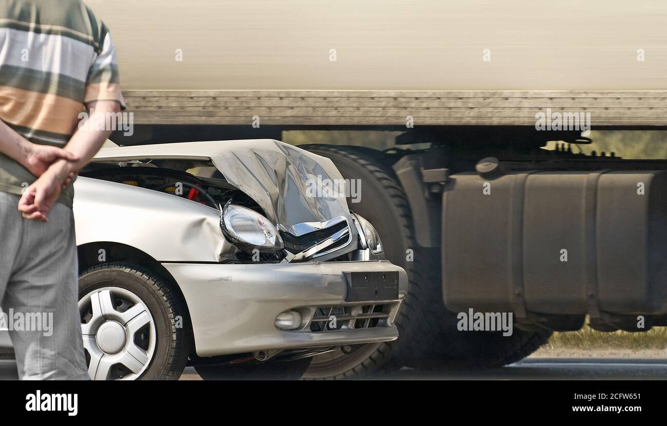 broken new car and driver Stock Photo - Alamy