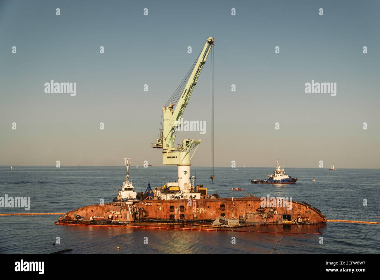 Rescue wrecked oil tanker Delfi in Odessa, Ukraine 26 August 2020, near ...