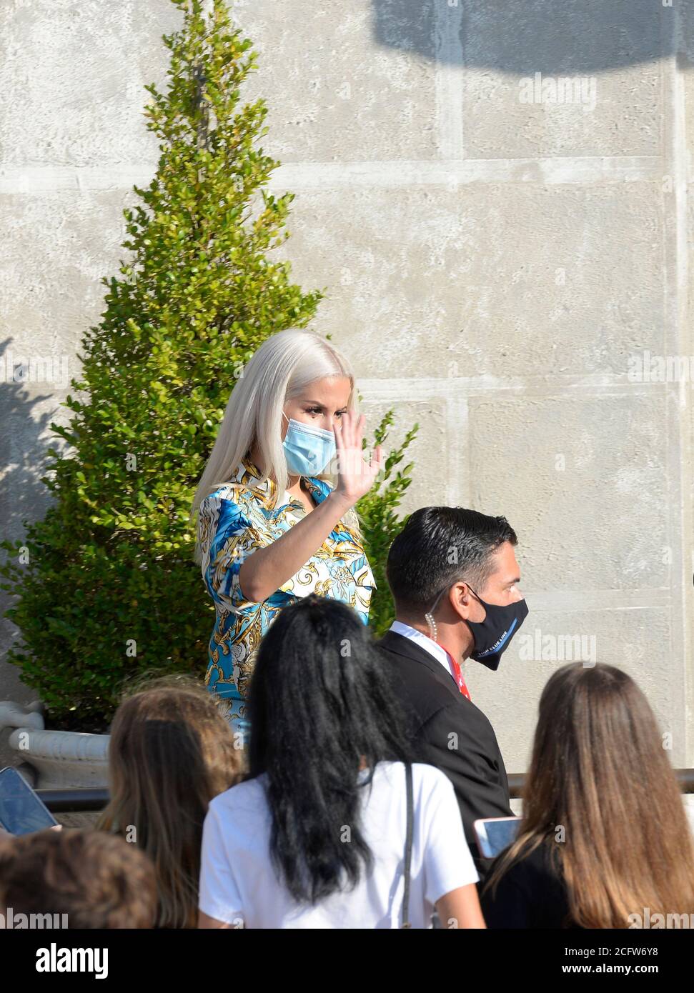 The singer Baby K seen arriving surrounded by fans at the Hotel ...