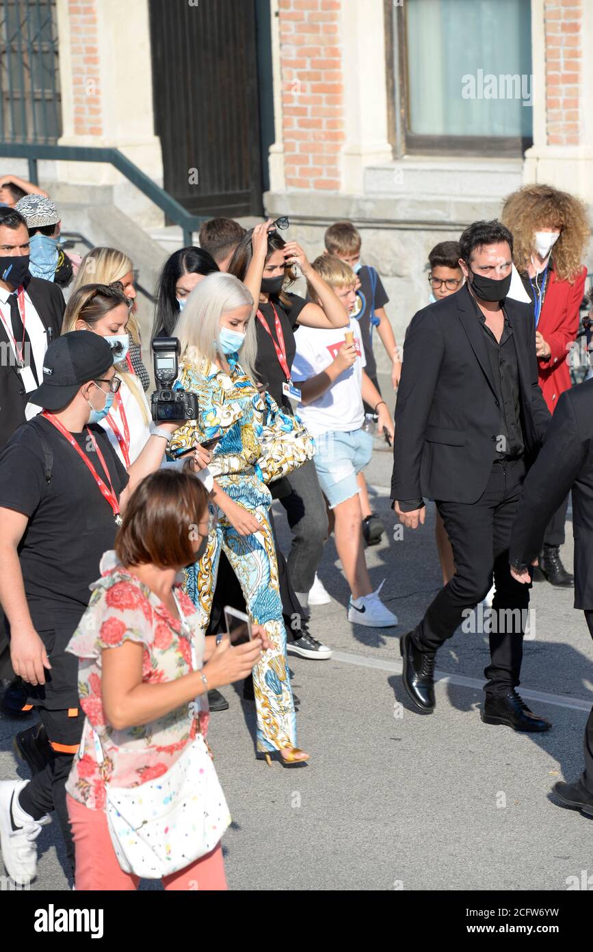 The singer Baby K seen arriving surrounded by fans at the Hotel ...