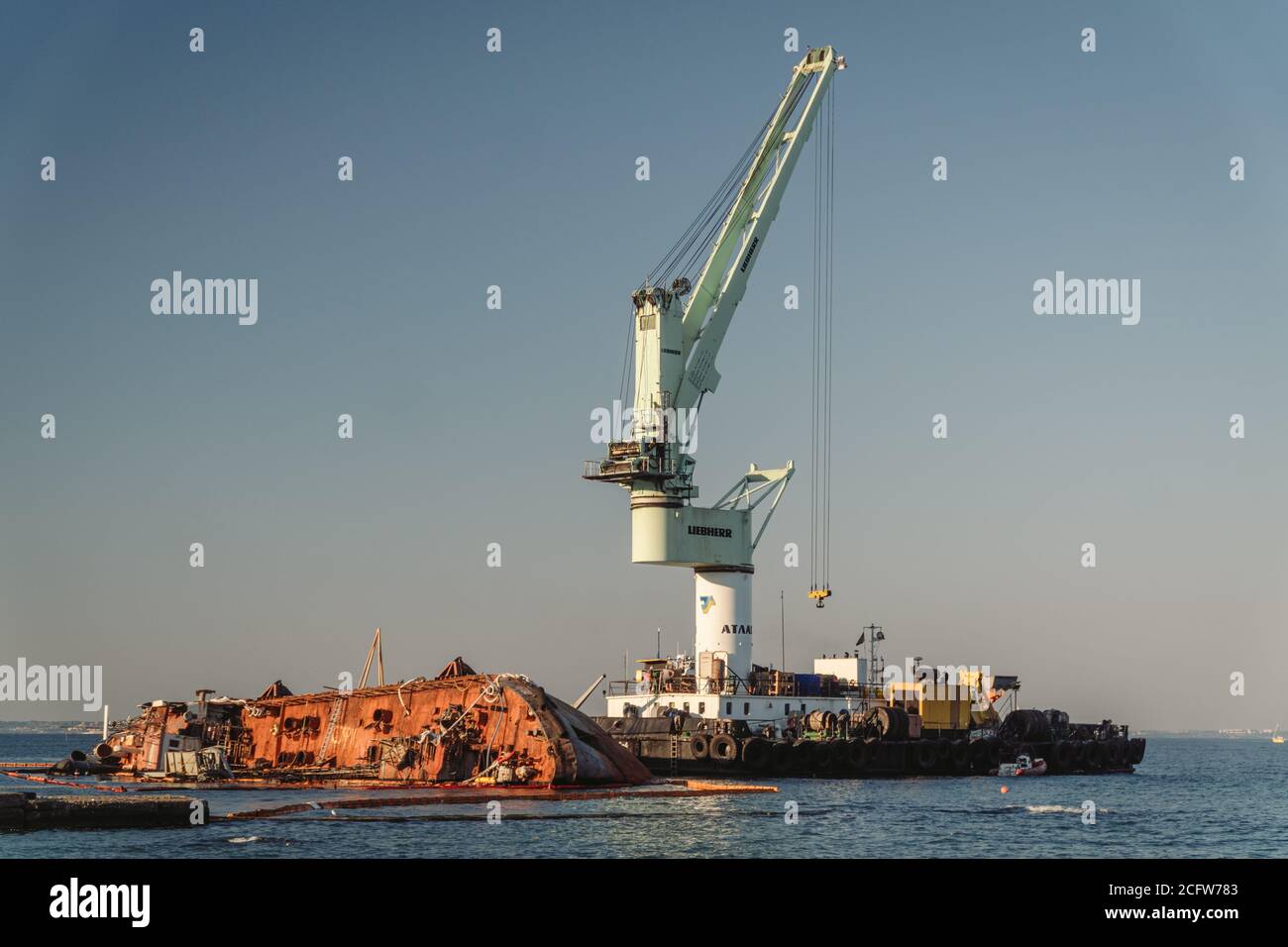 Rescue wrecked oil tanker Delfi in Odessa, Ukraine 26 August 2020, near ...