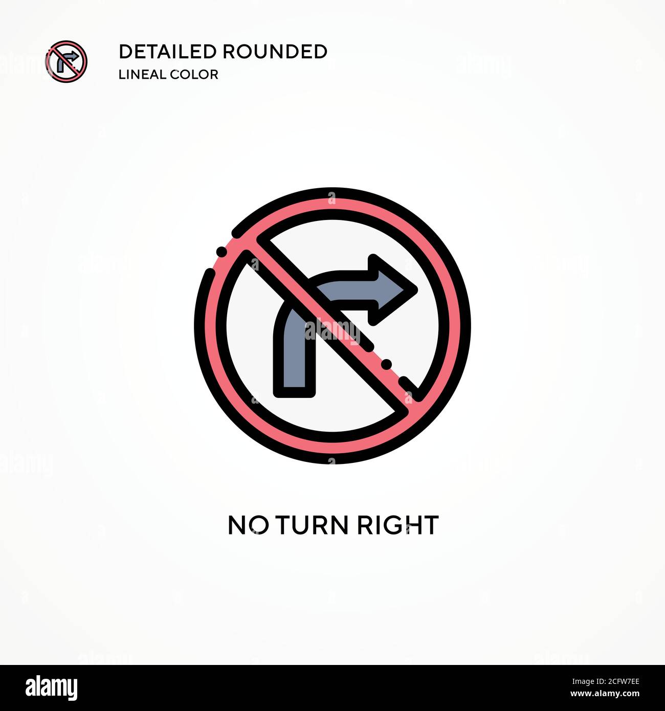 No turn right vector icon. Modern vector illustration concepts. Easy to ...