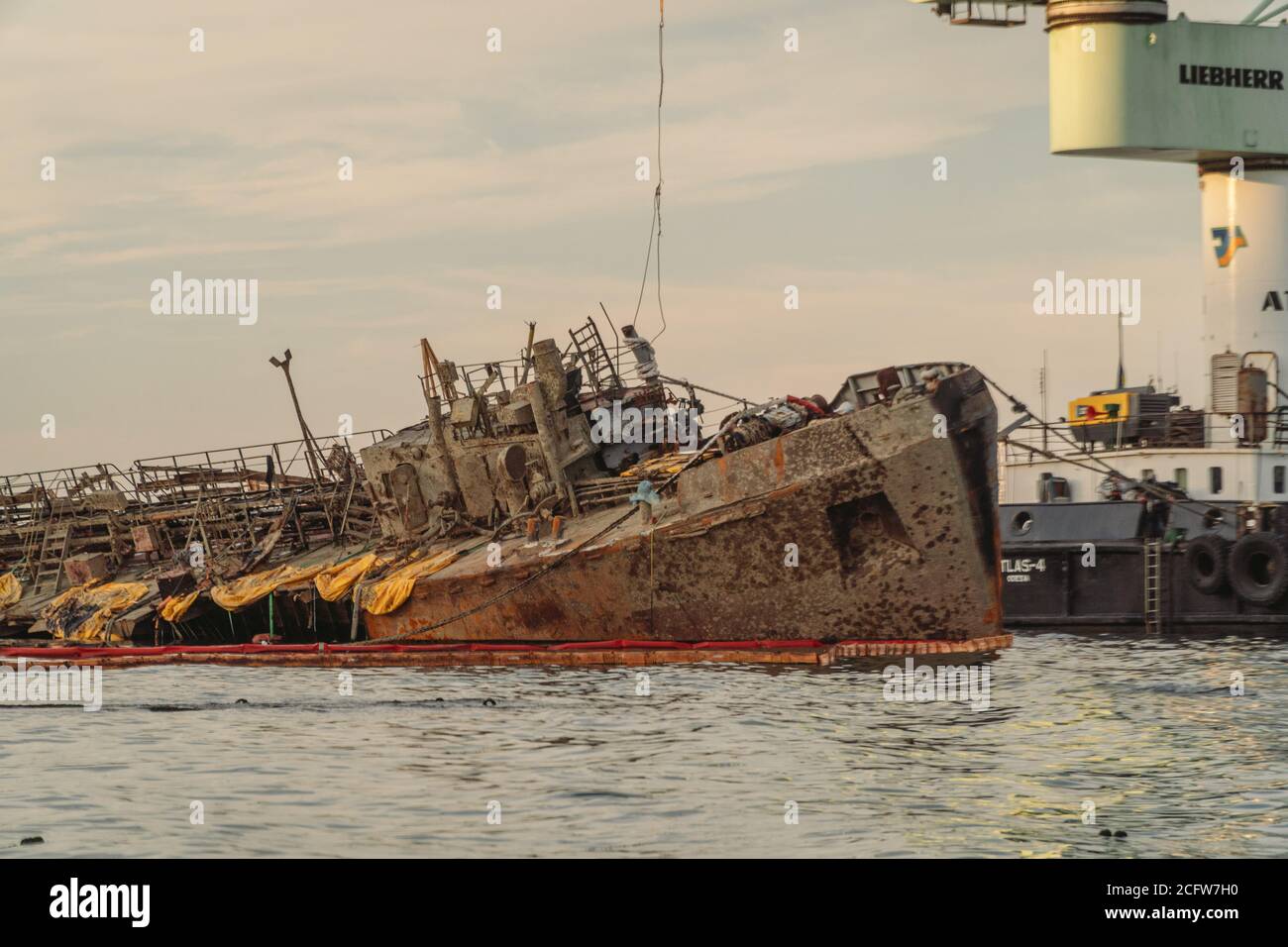 Rescue wrecked oil tanker Delfi in Odessa, Ukraine 26 August 2020, near ...