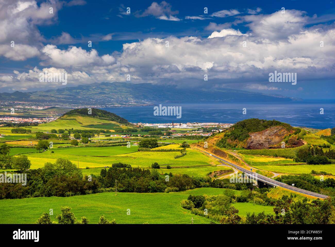 Azores panoramic view of natural landscape, wonderful scenic island of ...