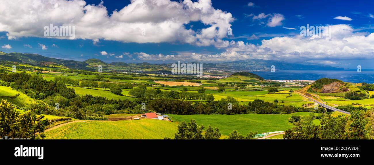 Azores panoramic view of natural landscape, wonderful scenic island of ...