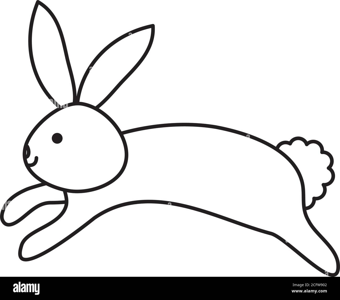 cute rabbit jumping over white background, line style, vector ...
