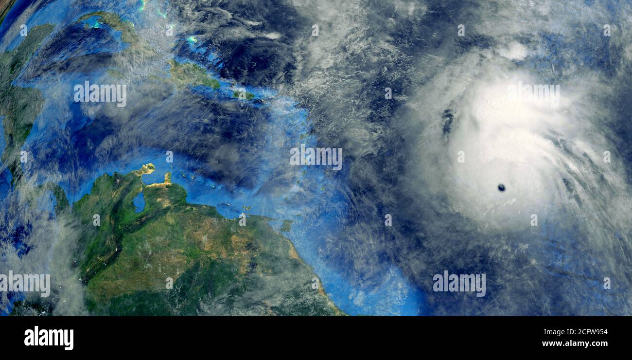 Hurricanes in the atlantic ocean shown from Space. Elements of this ...