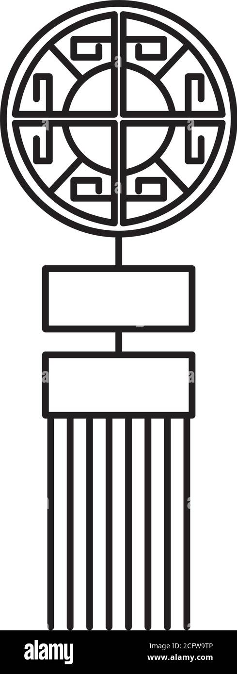 mid autumn concept, chinese amulet icon over white background, line ...