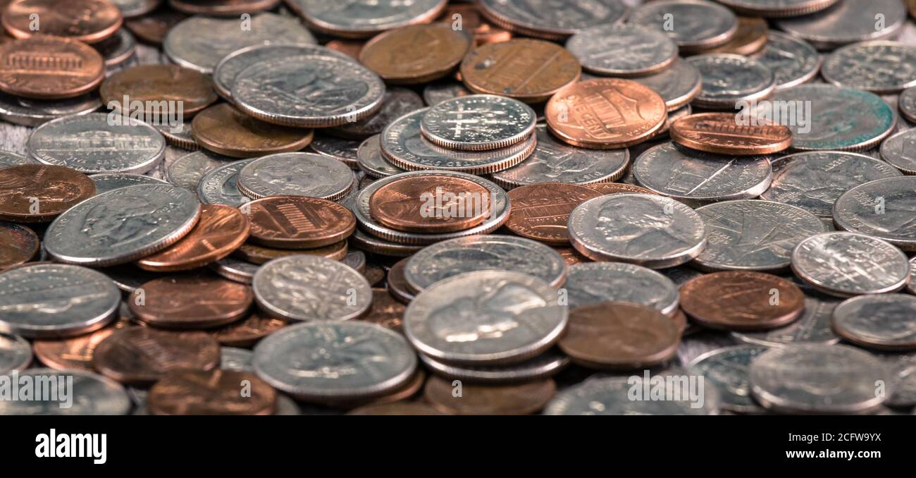 Closeup assortment old coins hi-res stock photography and images - Alamy