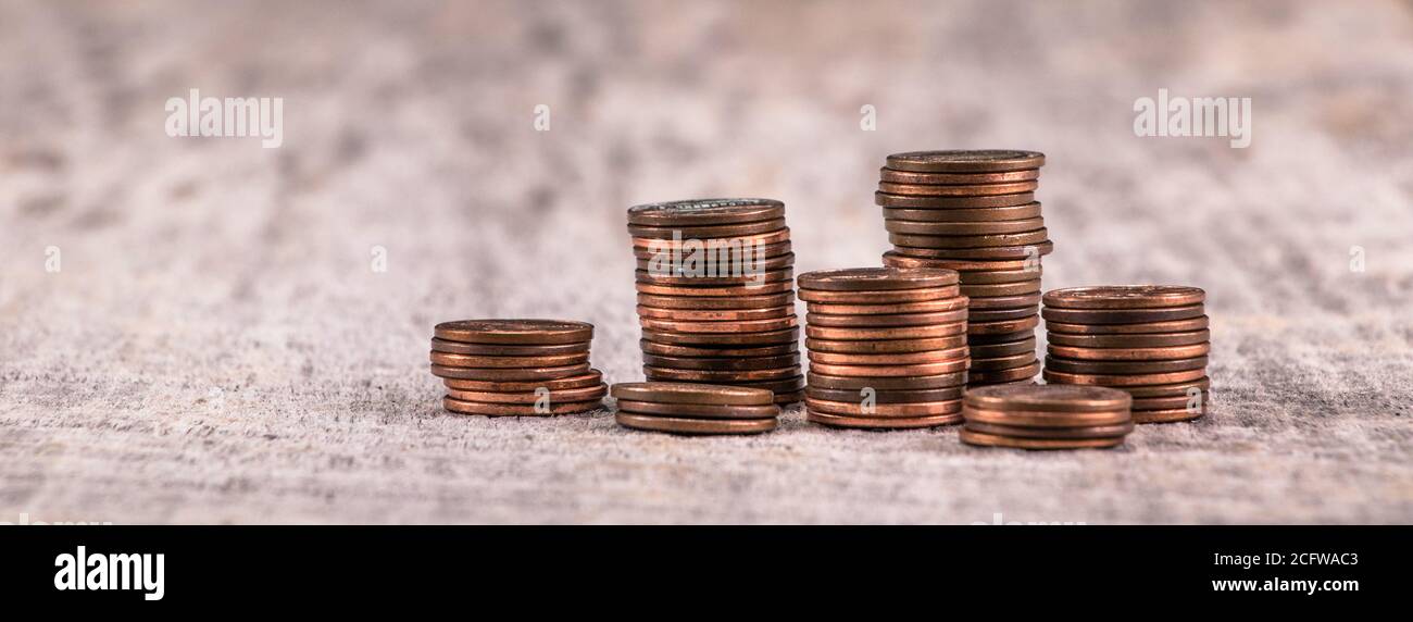 Pennies penny stack stacked hi-res stock photography and images - Alamy