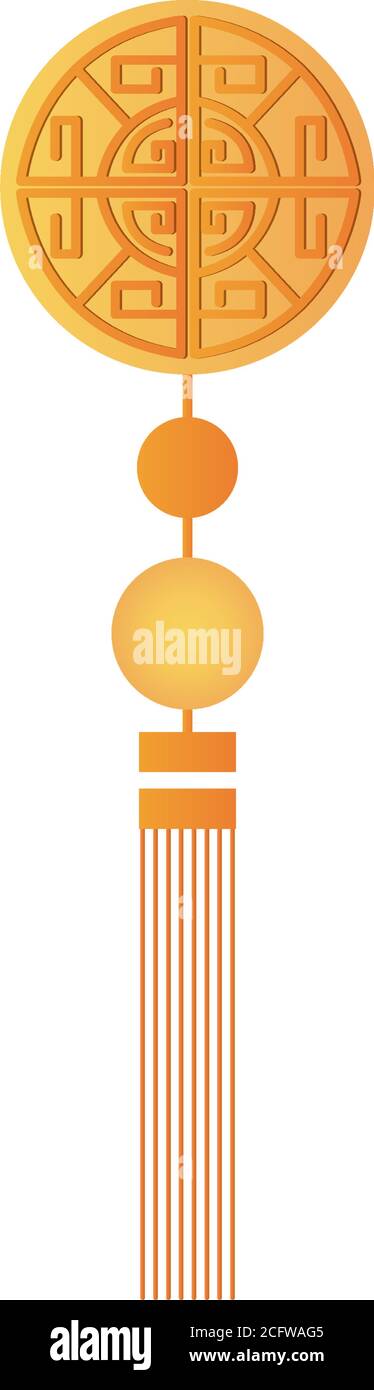 chinese amulet icon over white background, detailed style, vector ...