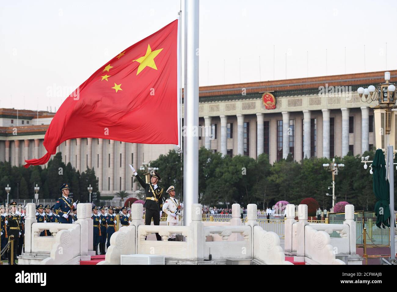 Beijing, China. 8th Sep, 2020. A national flag-raising ceremony is held ...