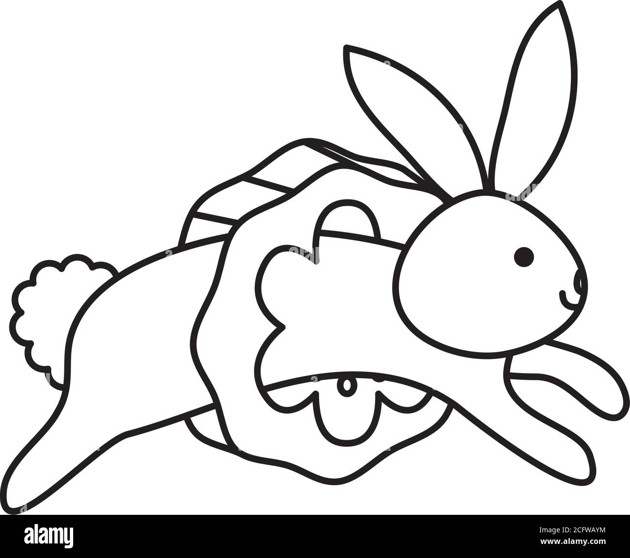 rabbit with mooncake over white background, line style, vector ...