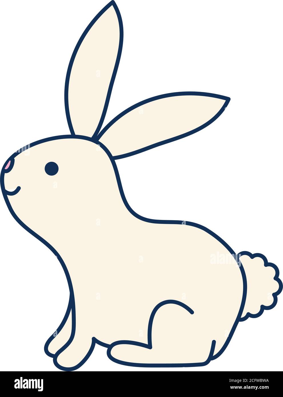 cute rabbit icon over white background, line fill style, vector ...