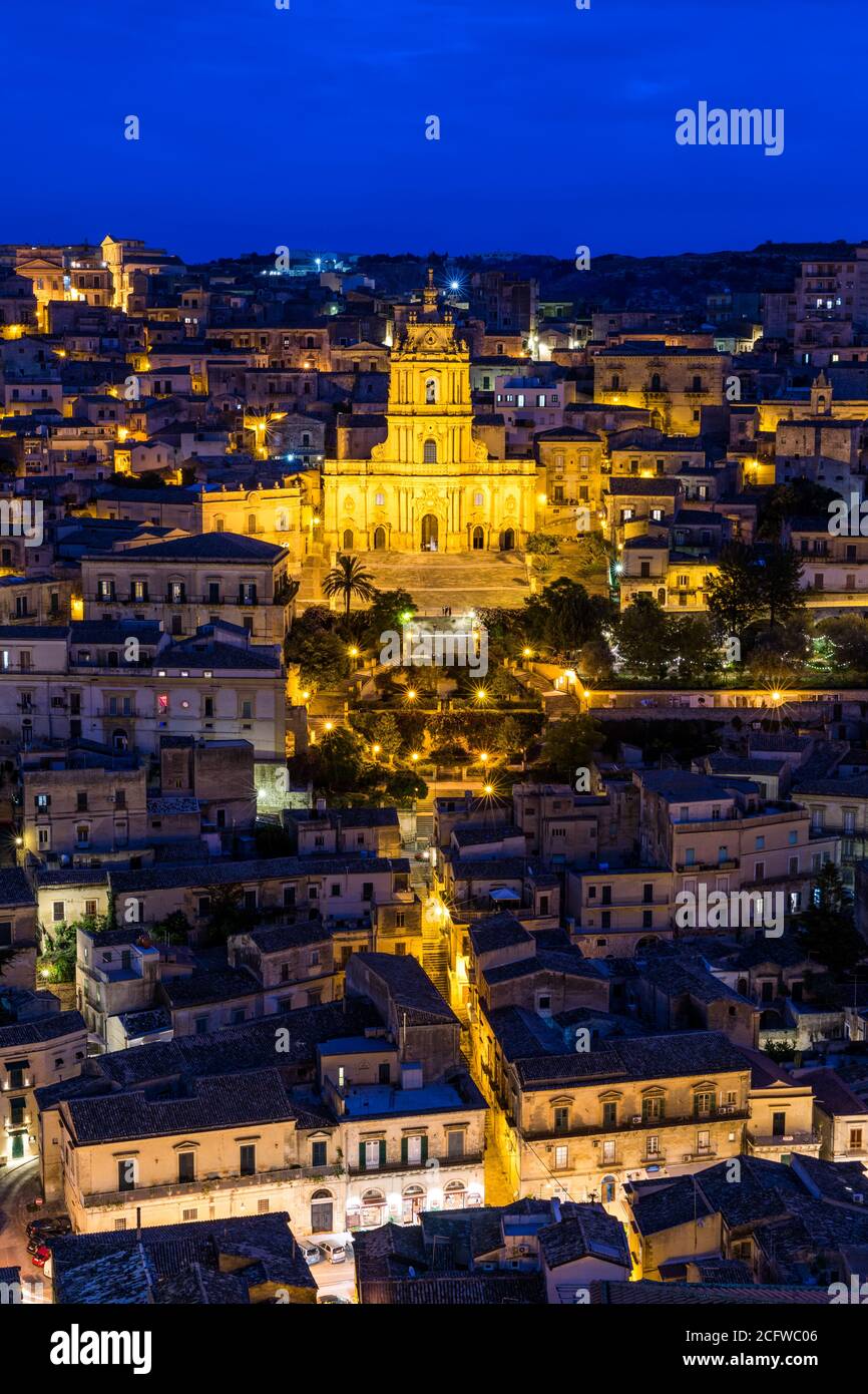 View of Modica, Sicily, Italy. Modica (Ragusa Province), view of the ...