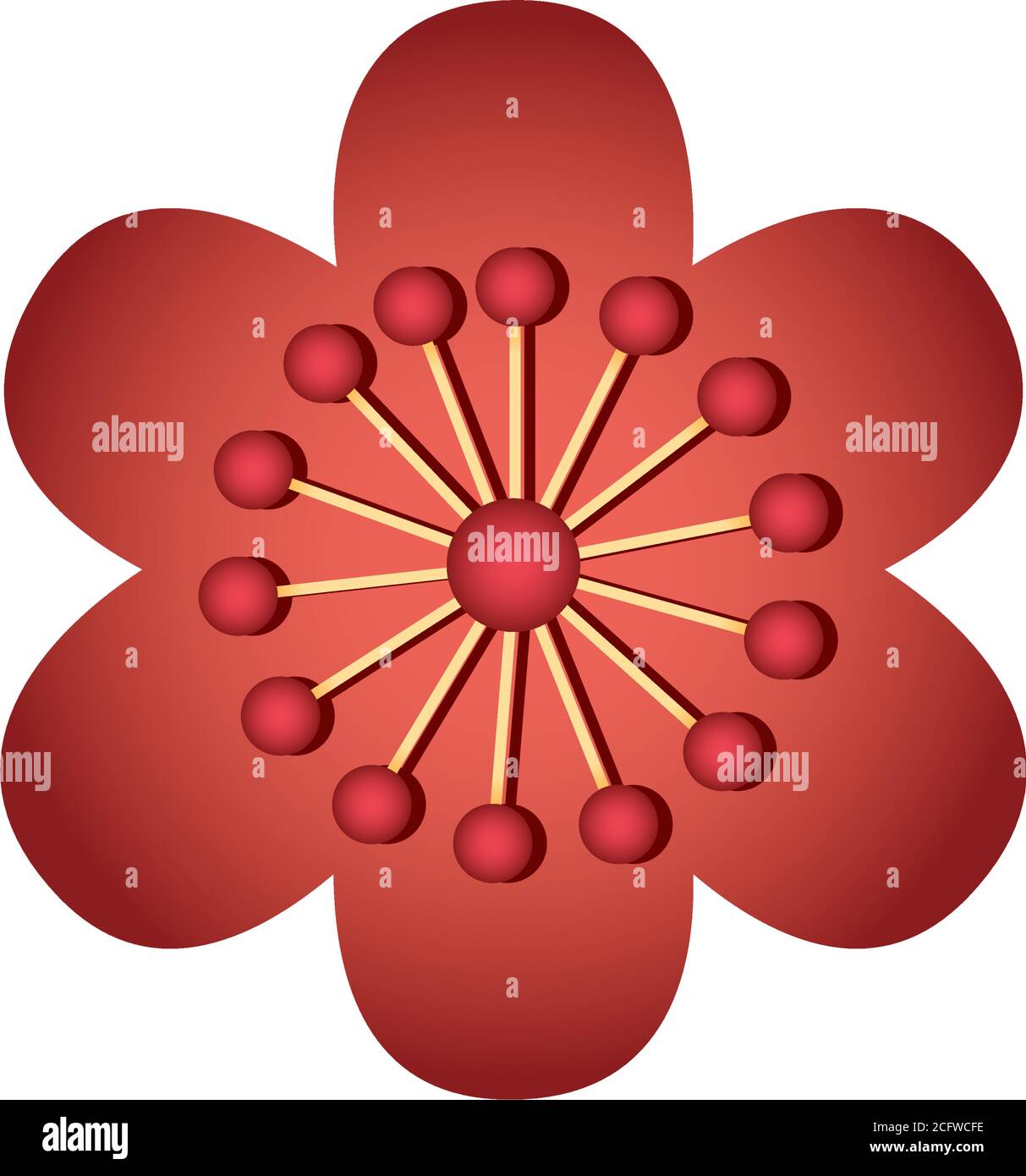 chinese flower icon over white background, detailed style, vector ...