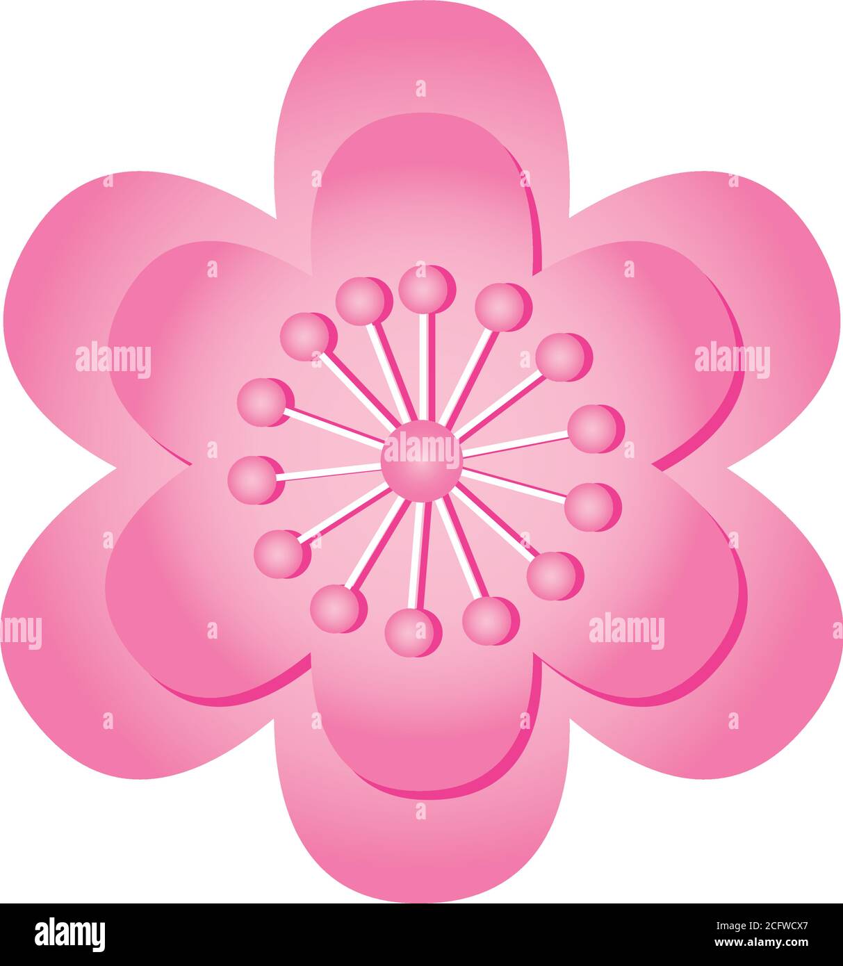 pink chinese flower icon over white background, detailed style, vector ...