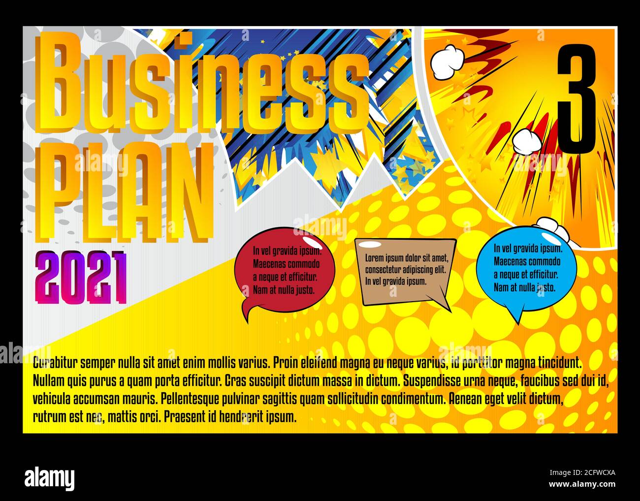 Comic book business presentation template. Vector graphic for company ...