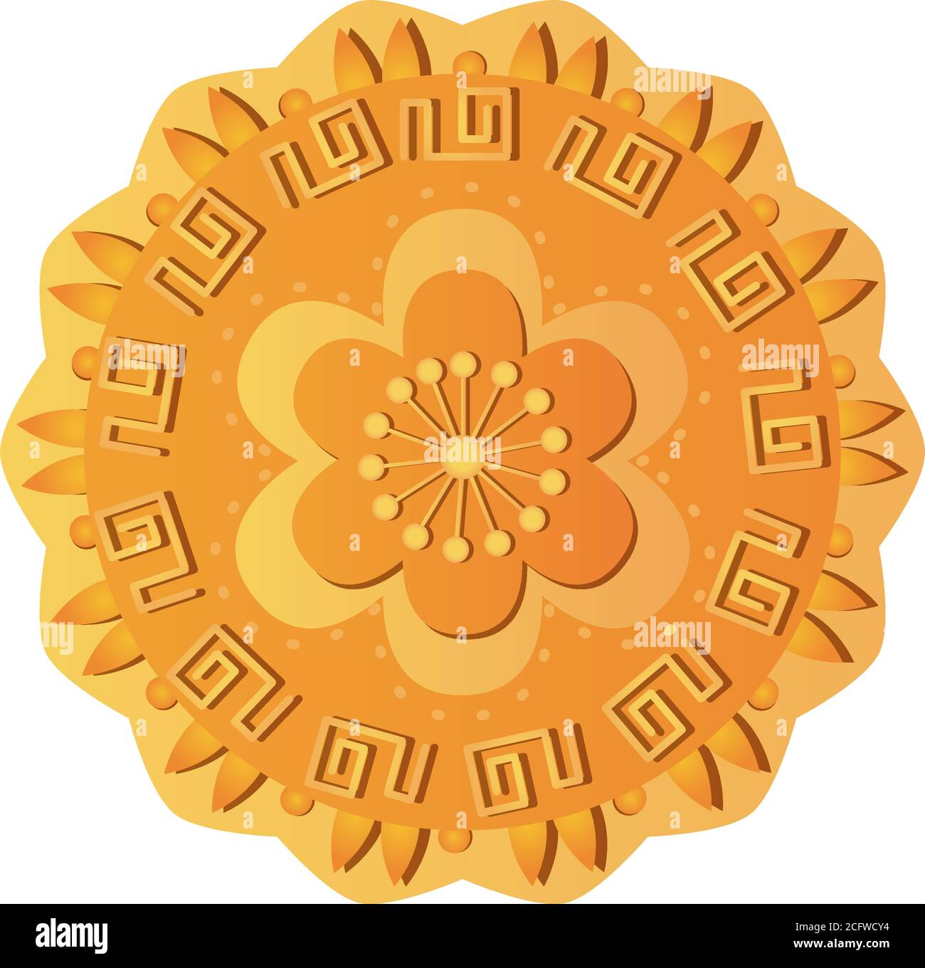 flower mooncake icon over white background, detailed style, vector ...