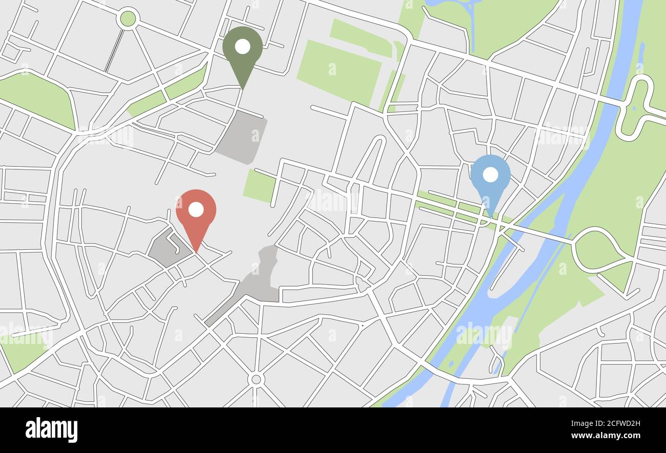 City map with some location tags Stock Vector Image & Art - Alamy