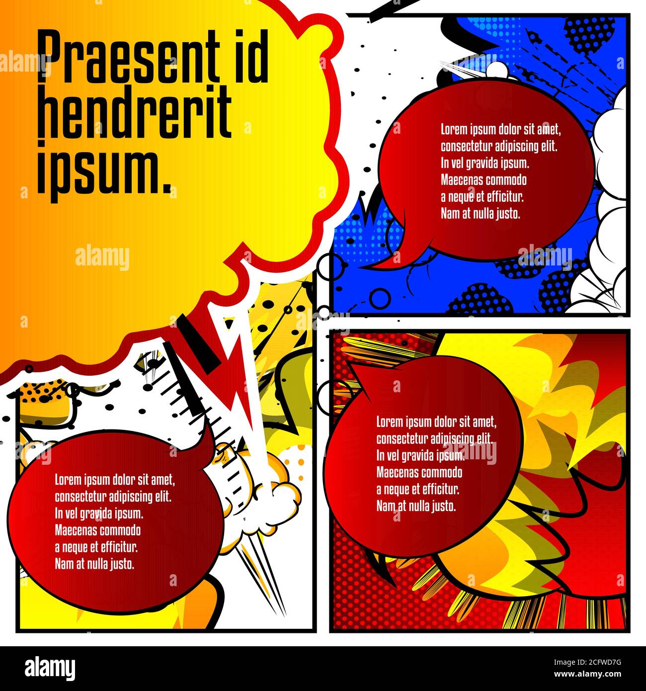 Comic book business presentation template. Vector graphic for company ...