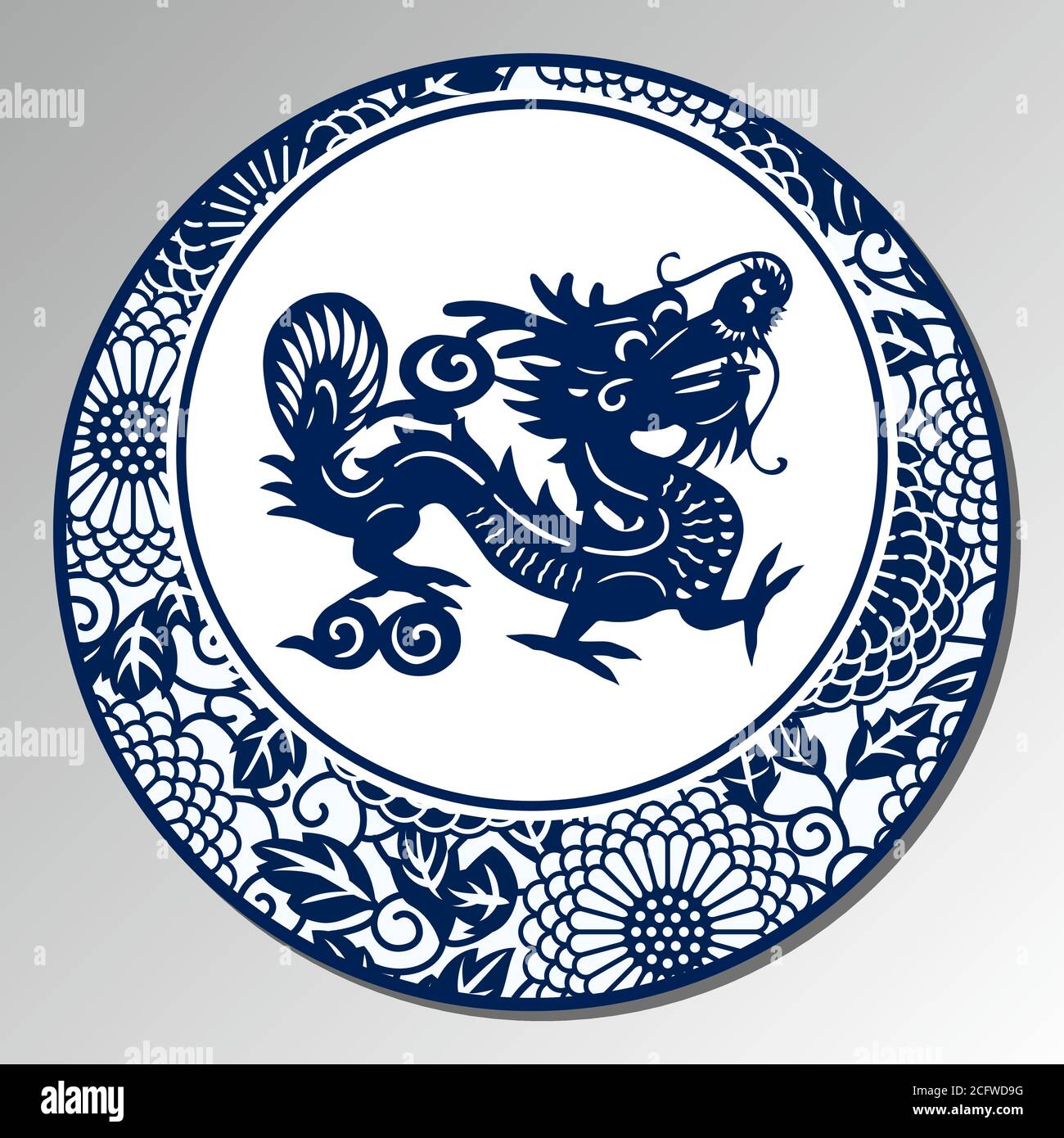 Chinese blue plate Stock Vector Images - Alamy