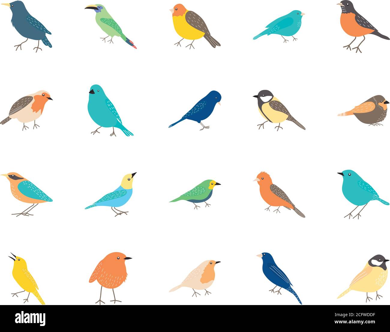 icon set of birds icon over white background, flat style, vector ...