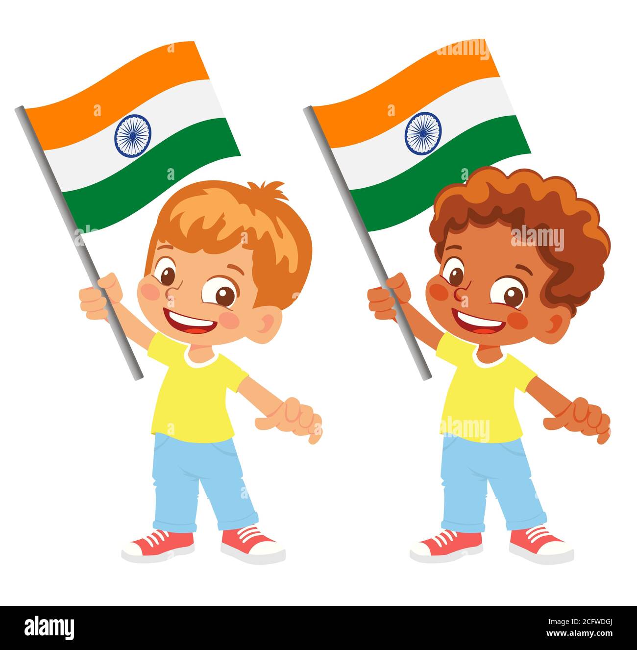 India flag in hand. Children holding flag. National flag of India Stock ...