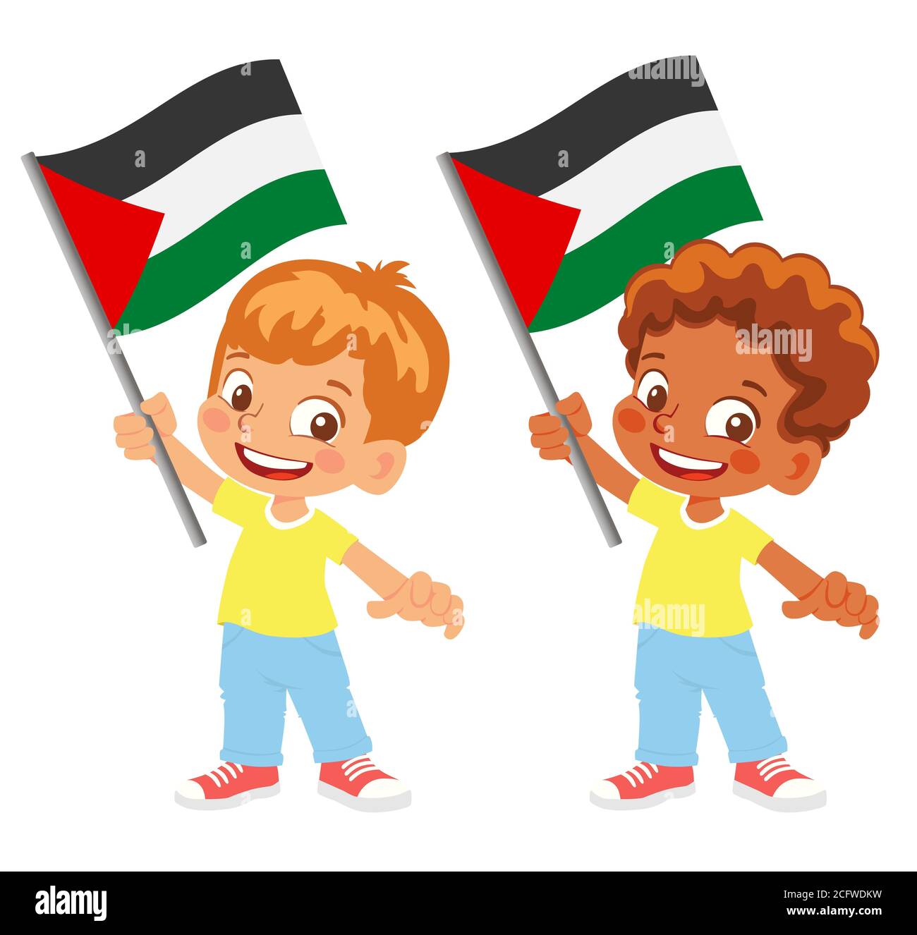 Palestine flag in hand. Children holding flag. National flag of ...