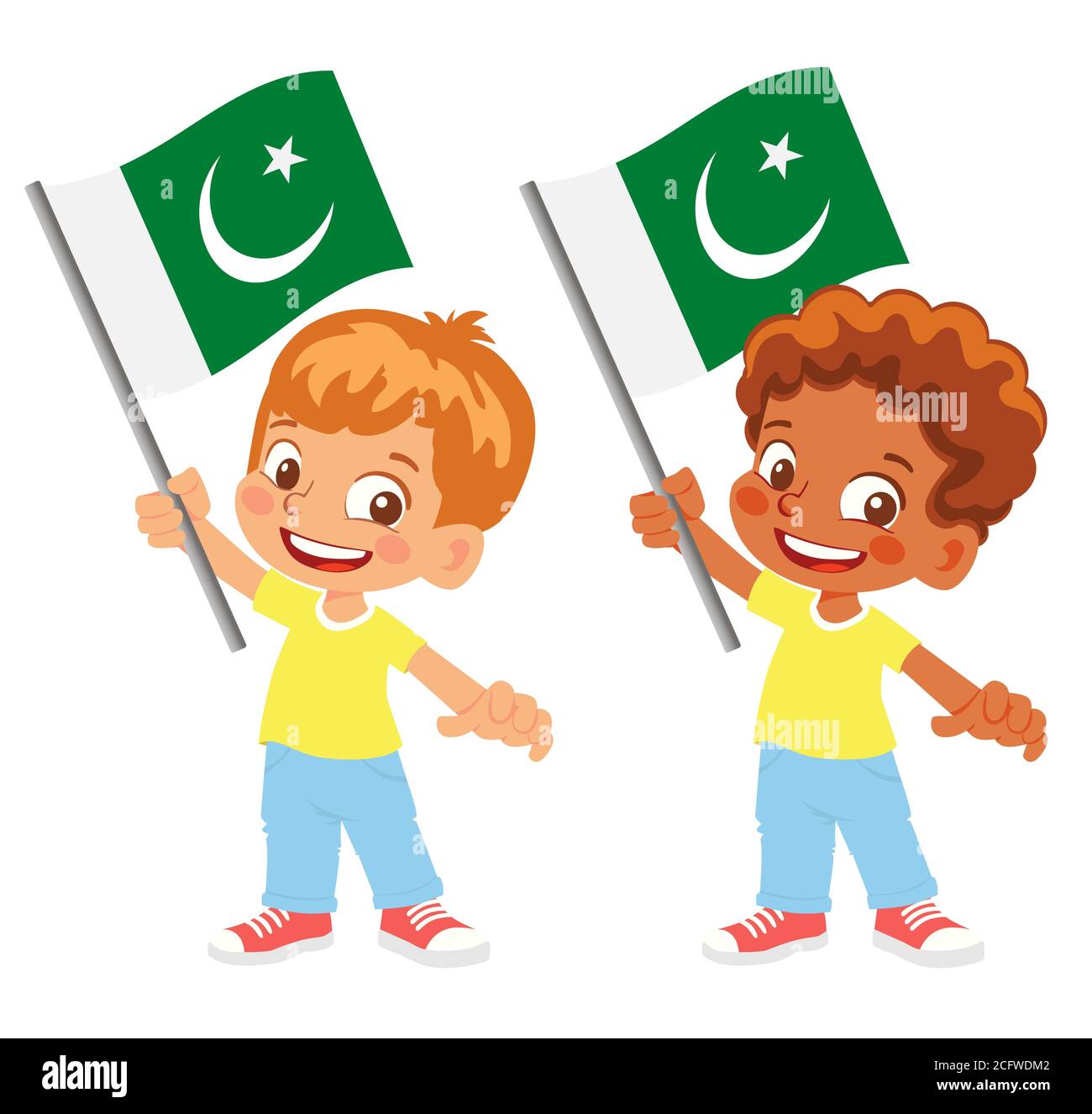 Pakistan flag in hand. Children holding flag. National flag of Pakistan ...