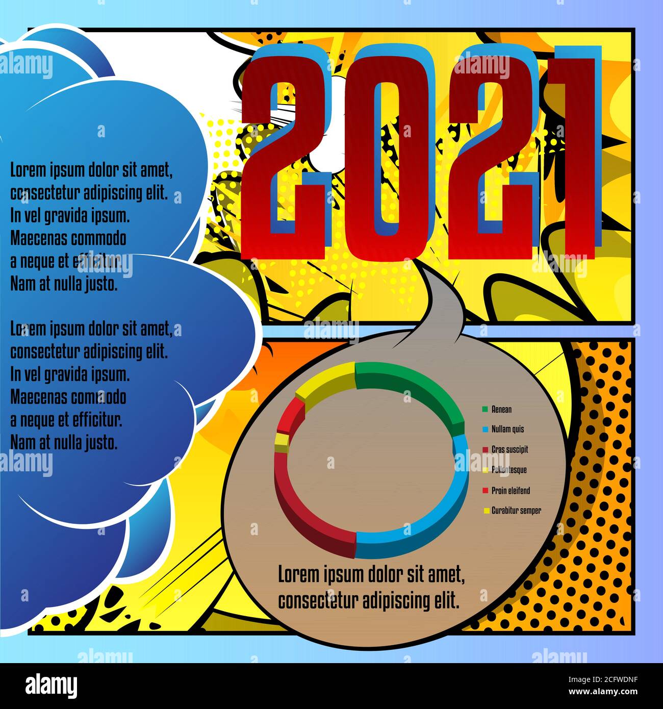 Comic book business presentation template. Vector graphic for company ...