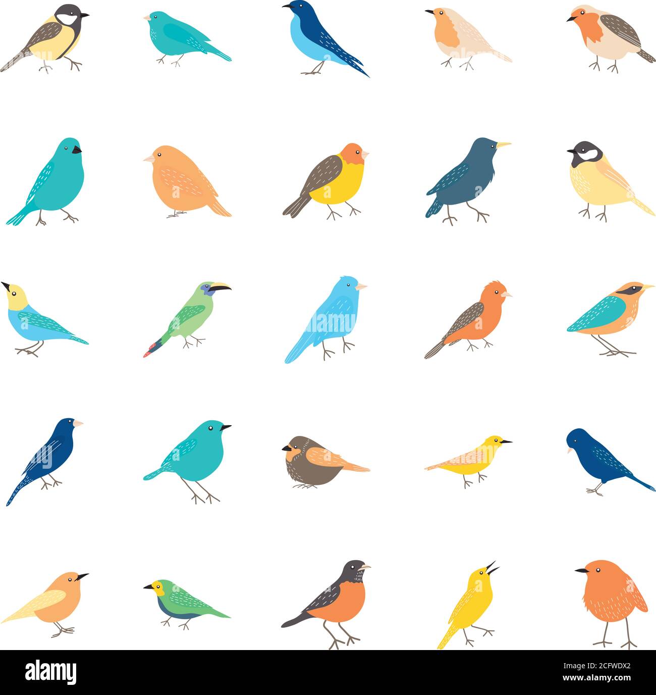 birds icon set over white background, flat style, vector illustration ...