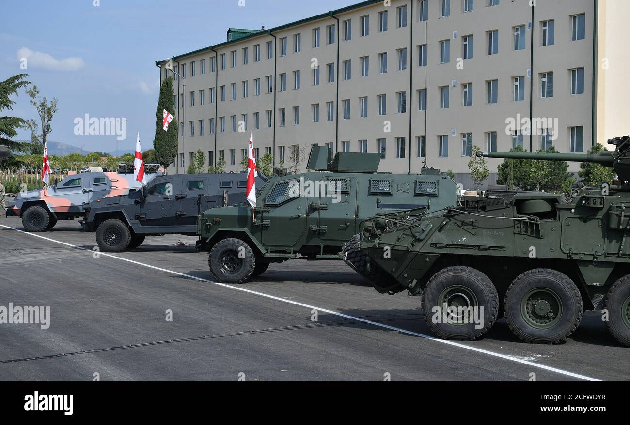 Tbilisi, Georgia. 7th Sep, 2020. Armored vehicles are seen in the Noble ...