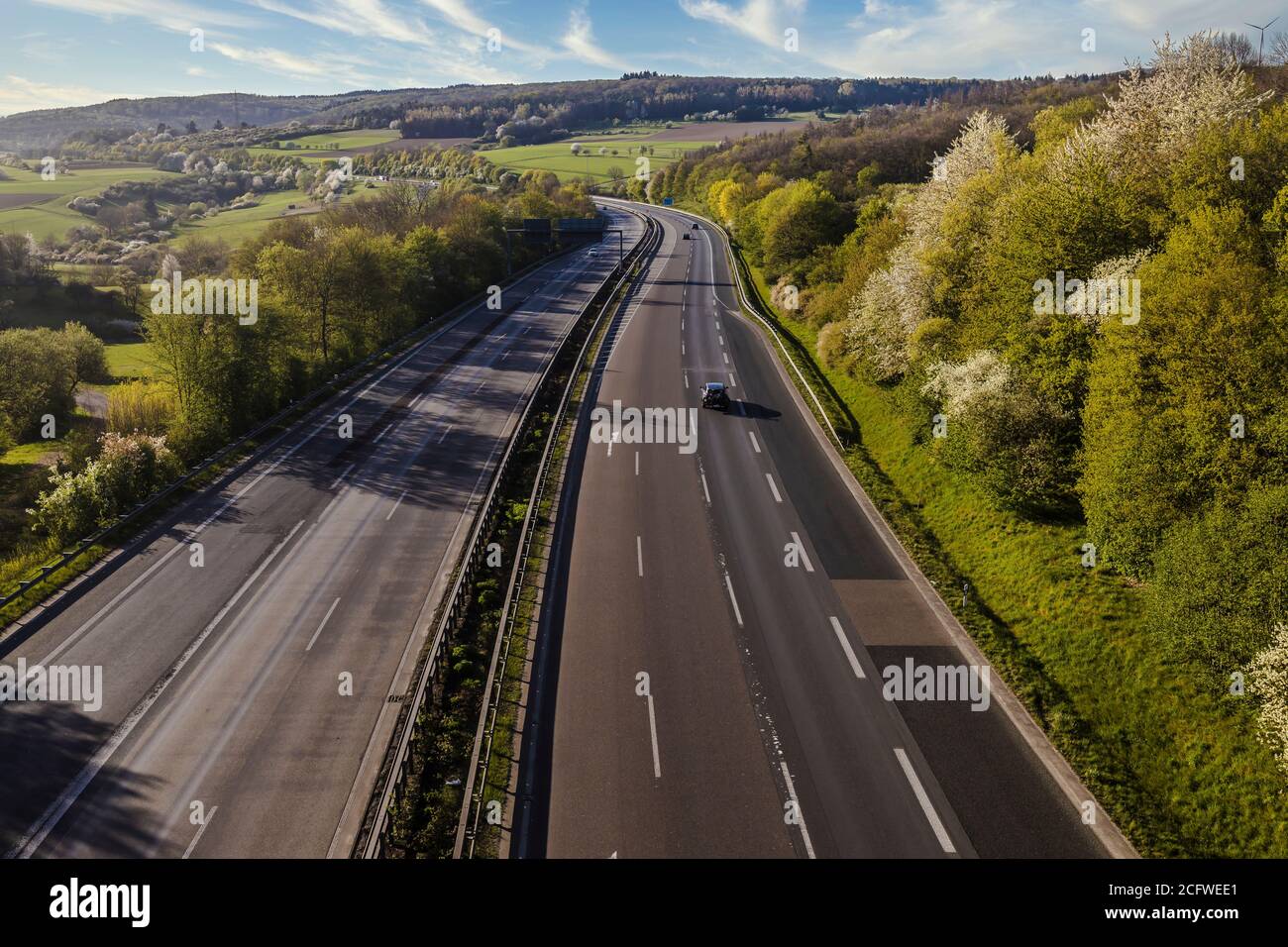 Autobahn landscape in Germany in summer Stock Photo - Alamy
