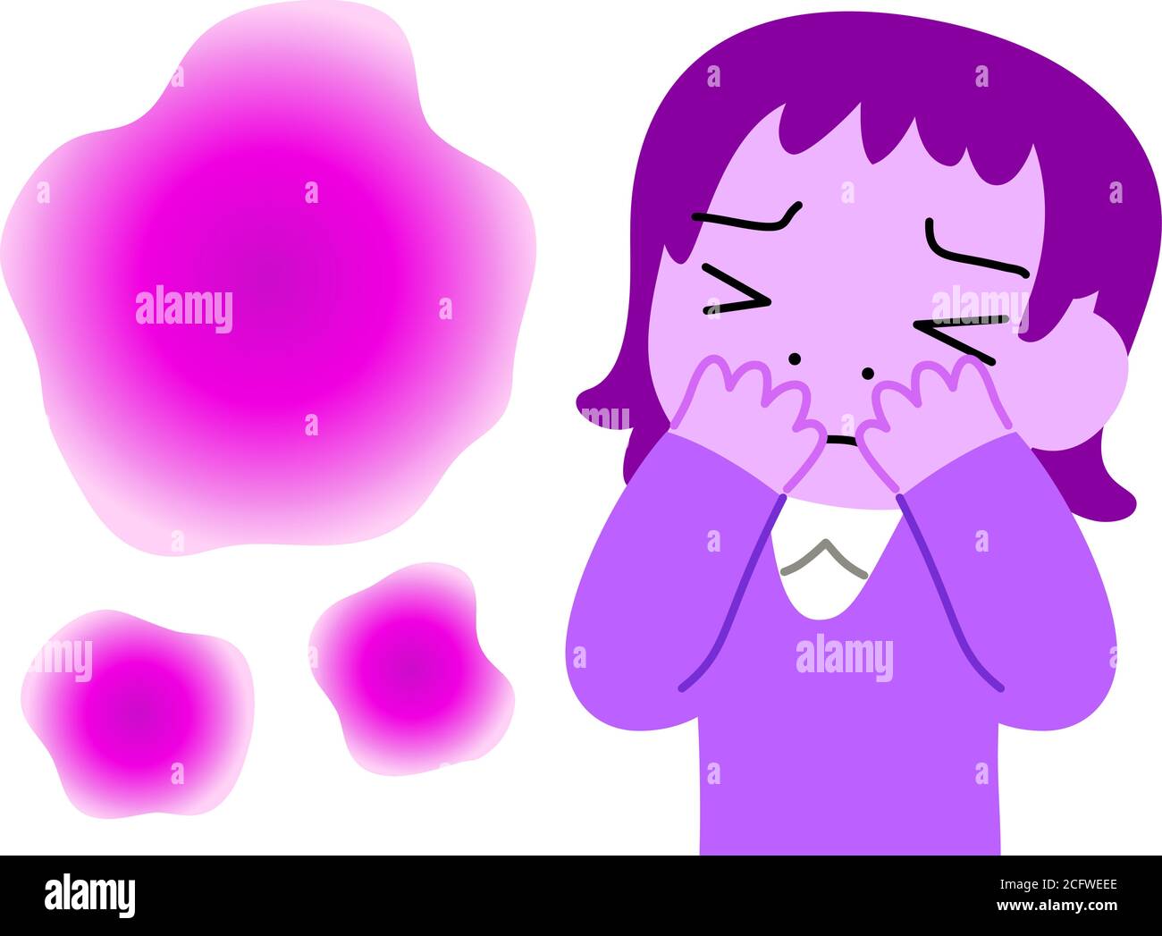 This is a illustration of Purple Woman troubled in stinking smell Stock ...