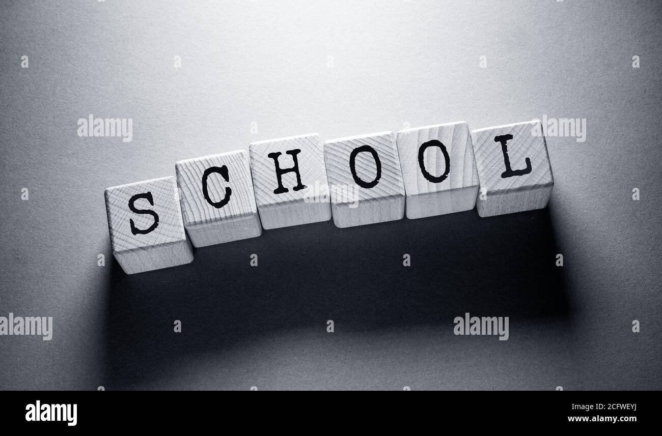 School Word Written on Wooden Cubes Stock Photo - Alamy