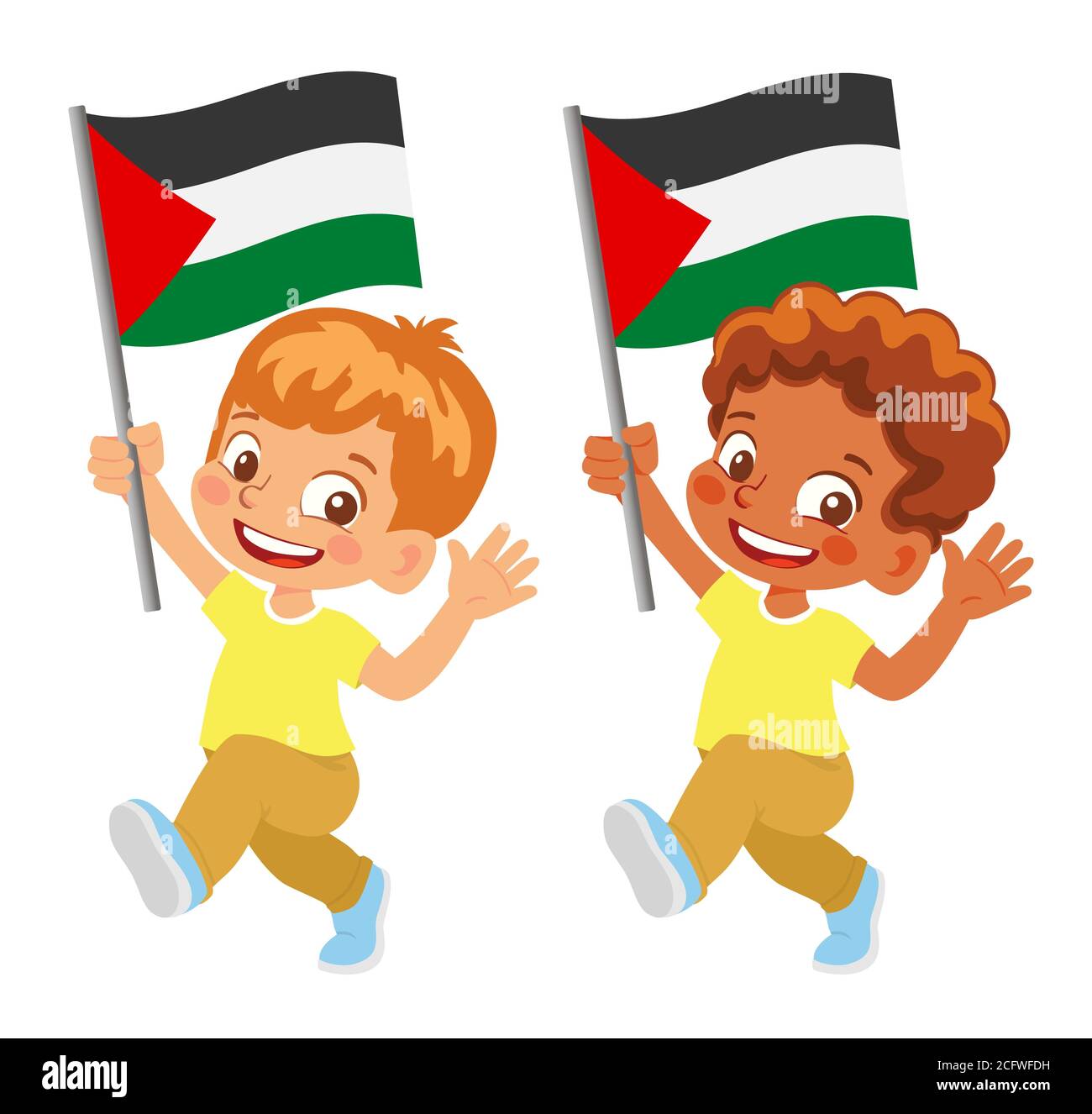 Palestine flag in hand. Children holding flag. National flag of ...