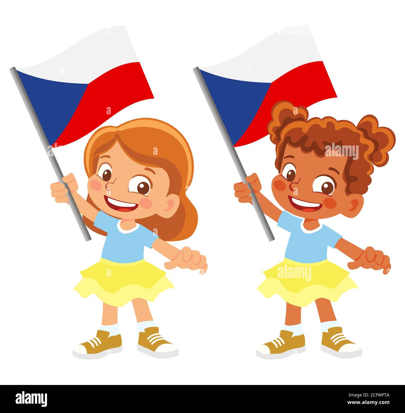 Czech Republic flag in hand. Children holding flag. National flag of ...