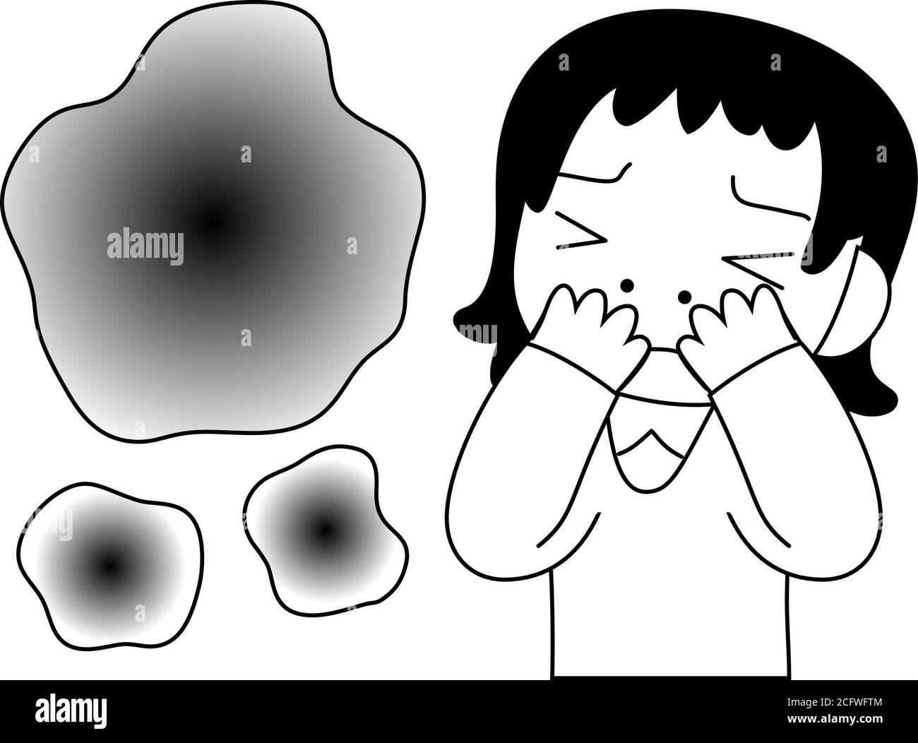 This is a illustration of Woman troubled in stinking smell outline ...