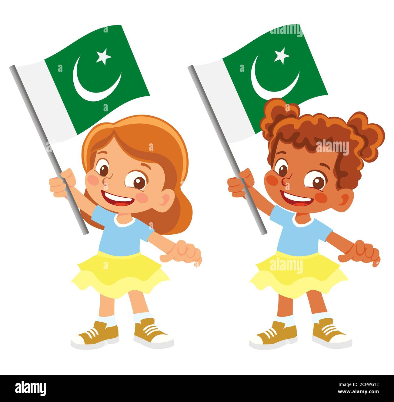 Pakistan flag in hand. Children holding flag. National flag of Pakistan ...
