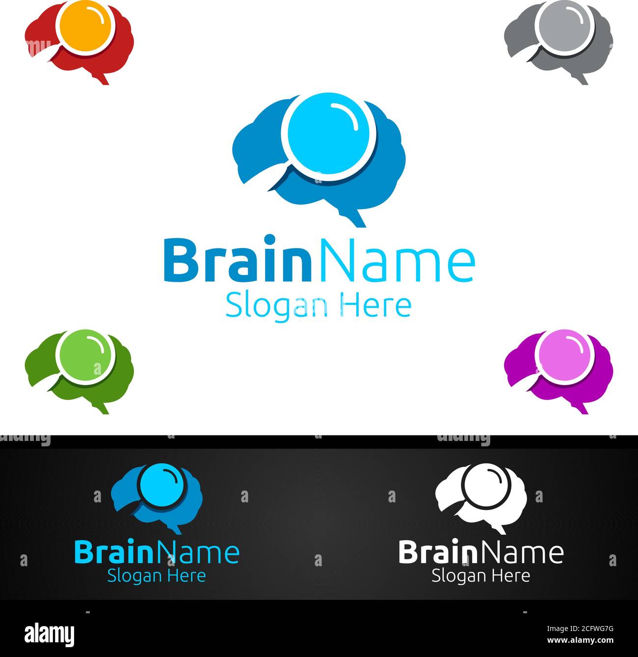 Find Brain Technology Logo with Think Idea Concept Vector Design Stock ...