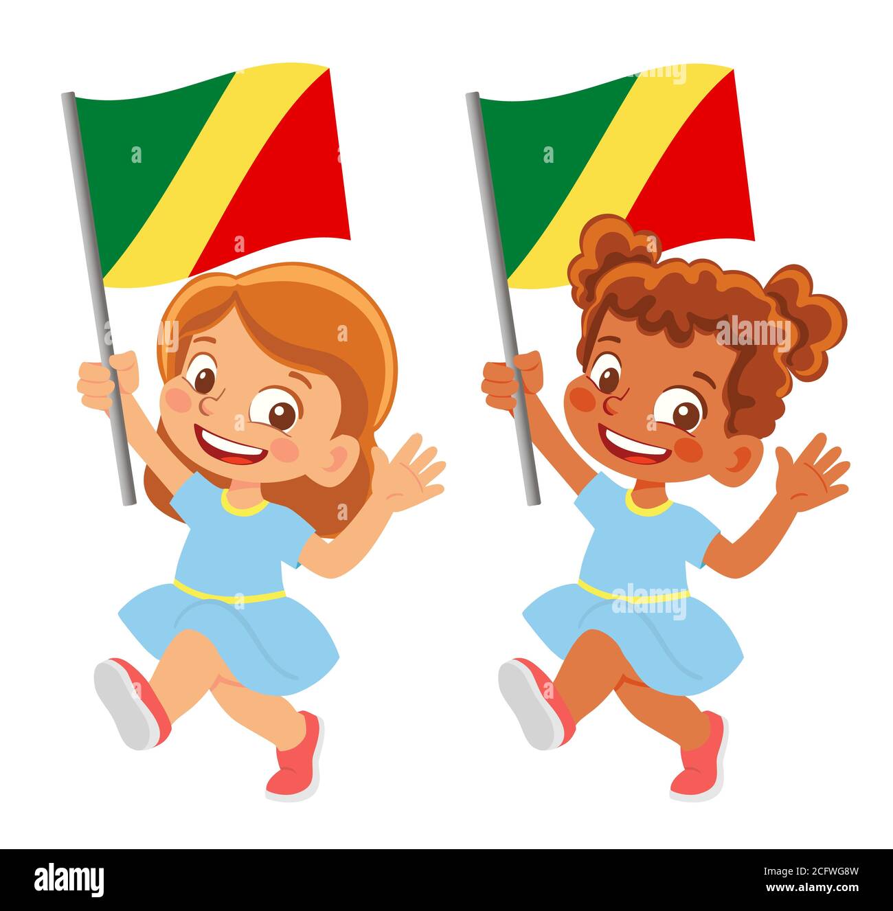 Congo flag in hand. Children holding flag. National flag of Congo Stock ...