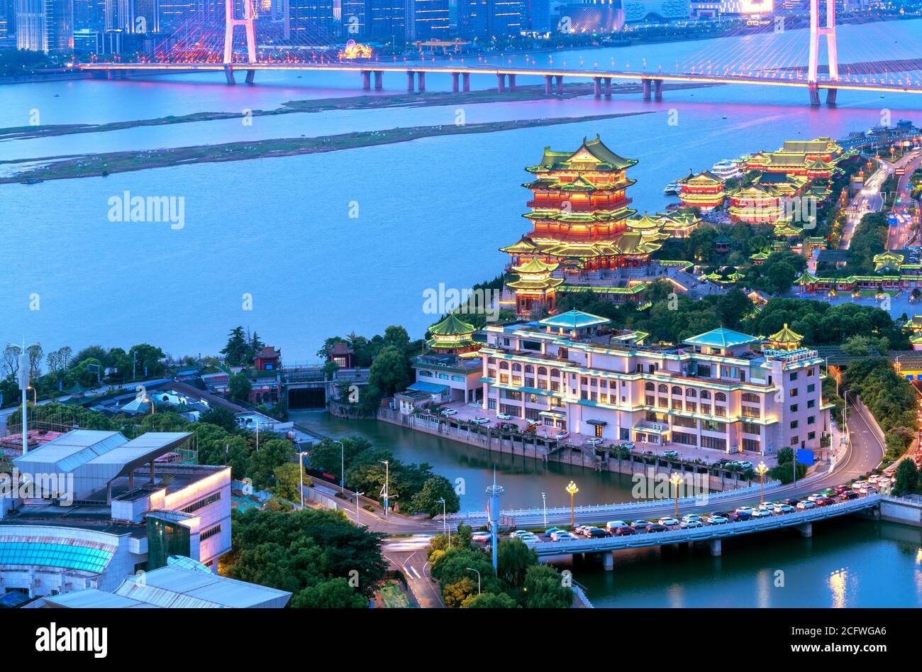 nanchang tengwang pavilion at night ,is one of chinese famous ancient ...