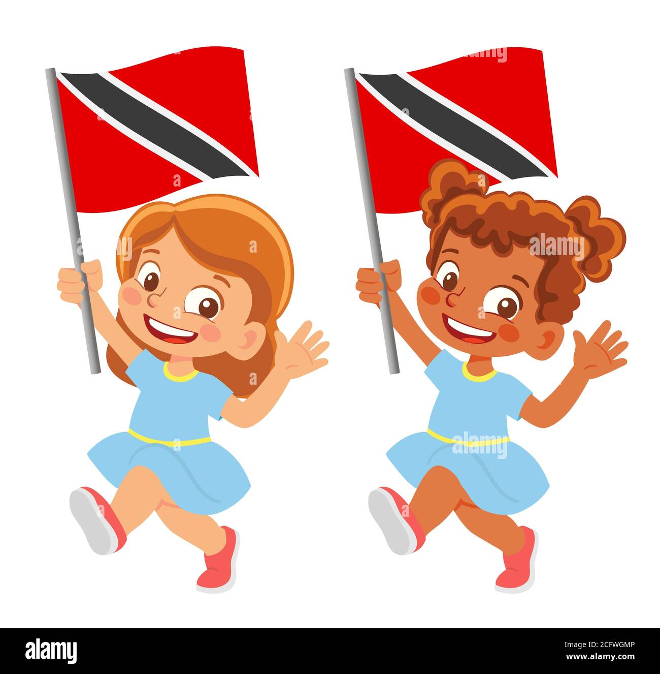 Trinidad and Tobago flag in hand. Children holding flag. National flag ...
