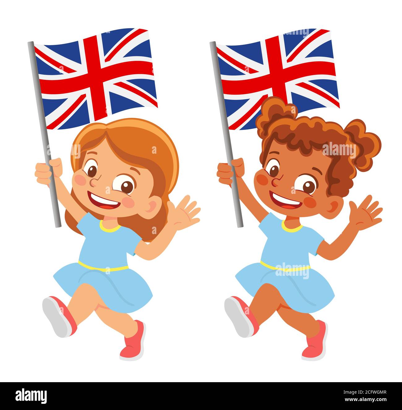 United Kingdom flag in hand. Children holding flag. National flag of ...