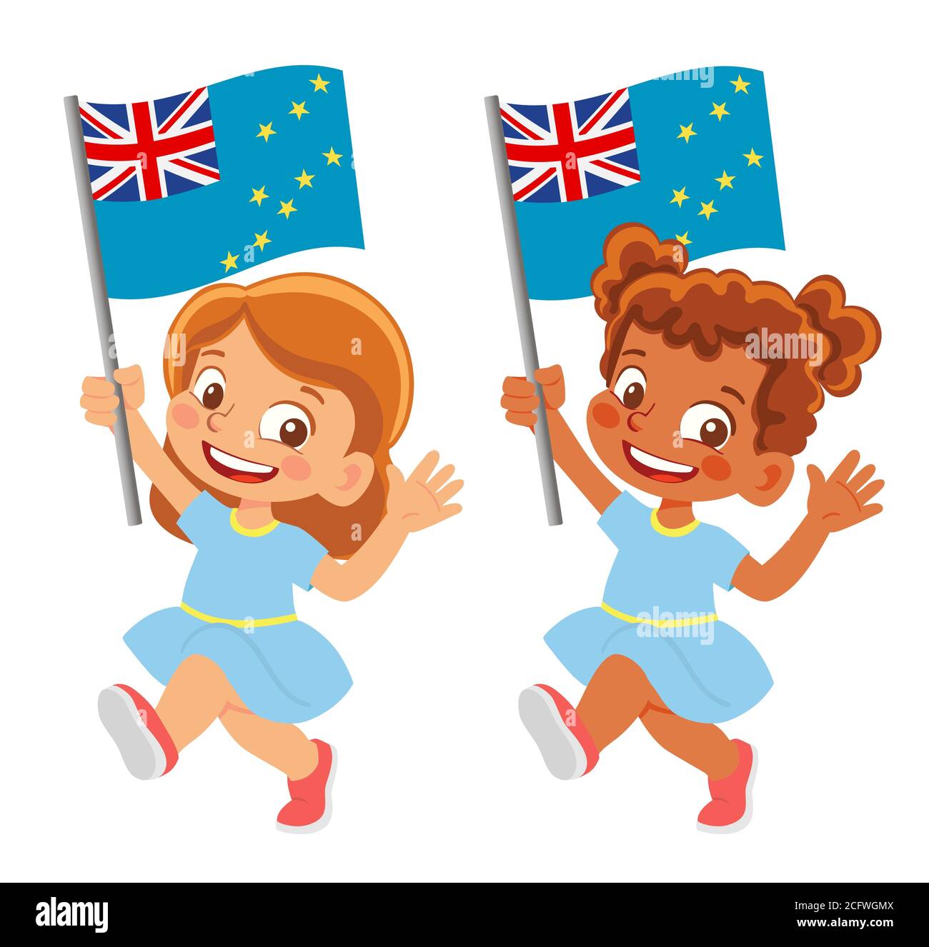 Tuvalu flag in hand. Children holding flag. National flag of Tuvalu ...