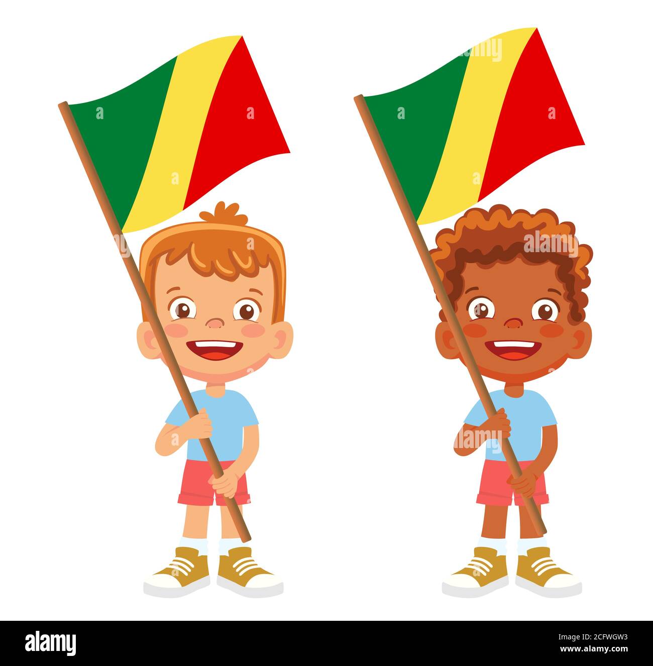Congo flag in hand. Children holding flag. National flag of Congo Stock ...
