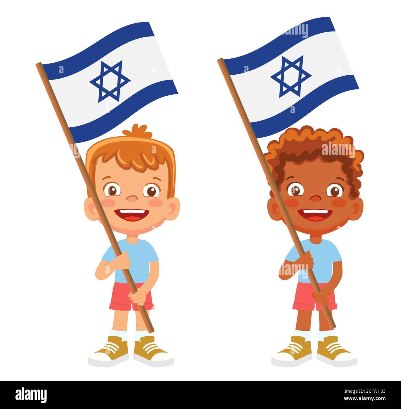 Israel flag in hand. Children holding flag. National flag of Israel ...
