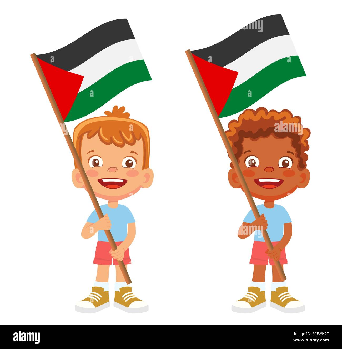 Palestine flag in hand. Children holding flag. National flag of ...