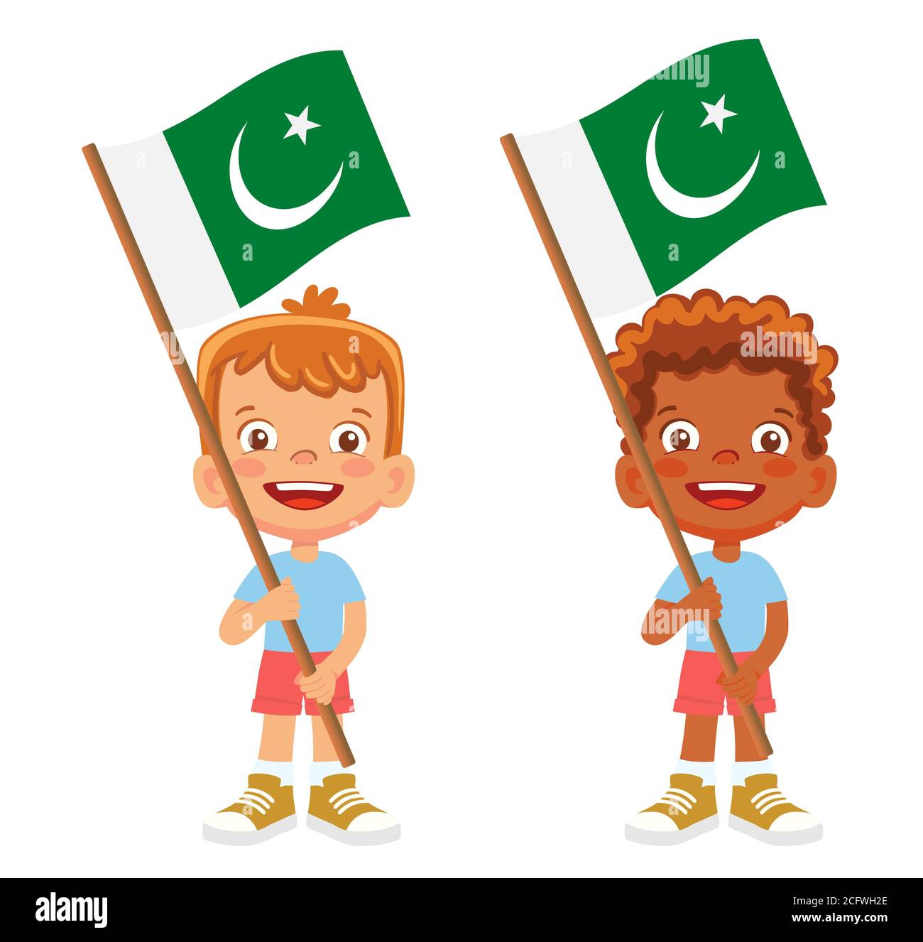 Pakistan flag in hand. Children holding flag. National flag of Pakistan ...